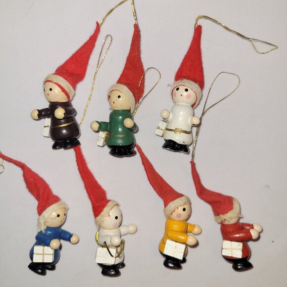Holiday | Vintage Wooden Elf Ornaments Mini Ornaments Vintage Christmas ...
